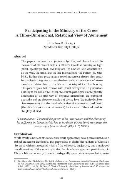 (PDF) Participating in the Ministry of the Cross: A Three-Dimensional ...