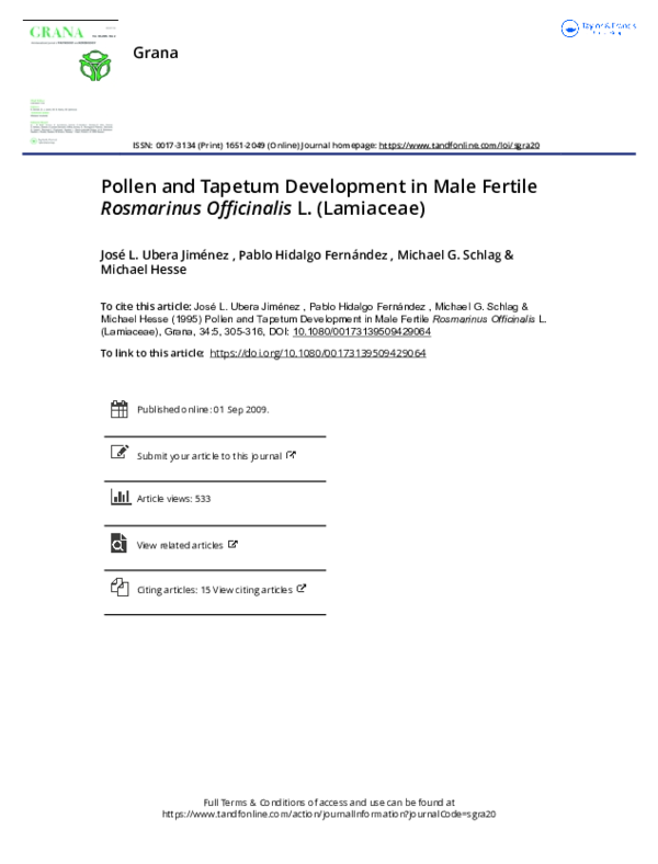 (PDF) Pollen and Tapetum Development in Male FertileRosmarinus ...