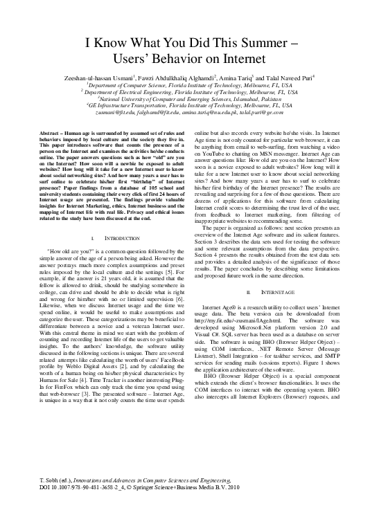 (PDF) I Know What You Did This Summer - Users´ Behavior on Internet
