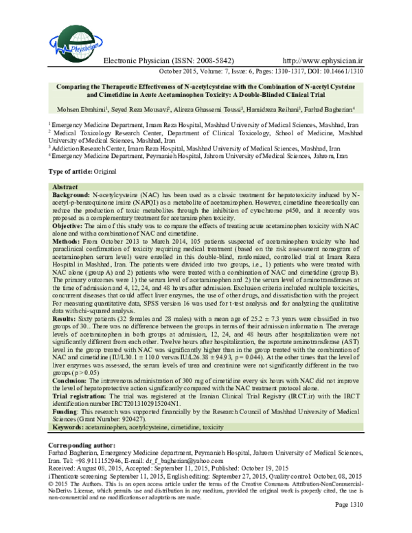 (PDF) Comparing the Therapeutic Effectiveness of N-acetylcysteine with the Combination of N ...