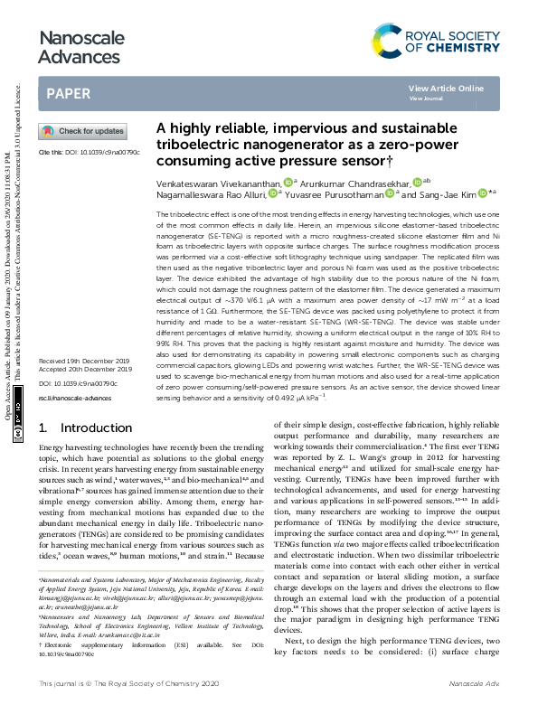 (PDF) A highly reliable, impervious and sustainable triboelectric ...