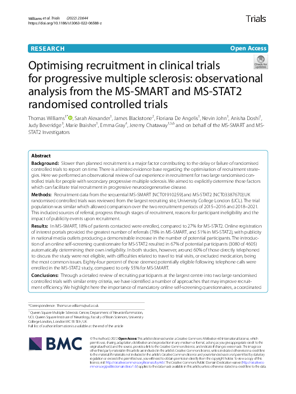 (PDF) Optimising recruitment in clinical trials for progressive ...