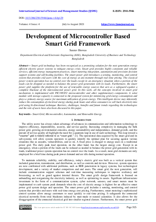(PDF) Development of Microcontroller Based Smart Grid Framework