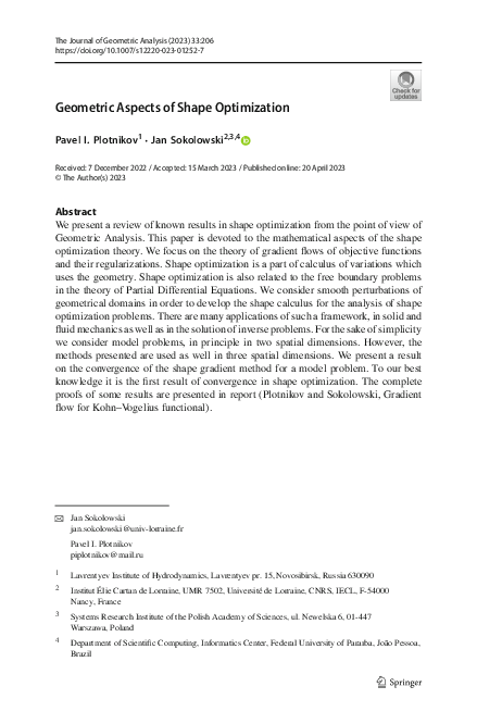 (PDF) Geometric Aspects of Shape Optimization