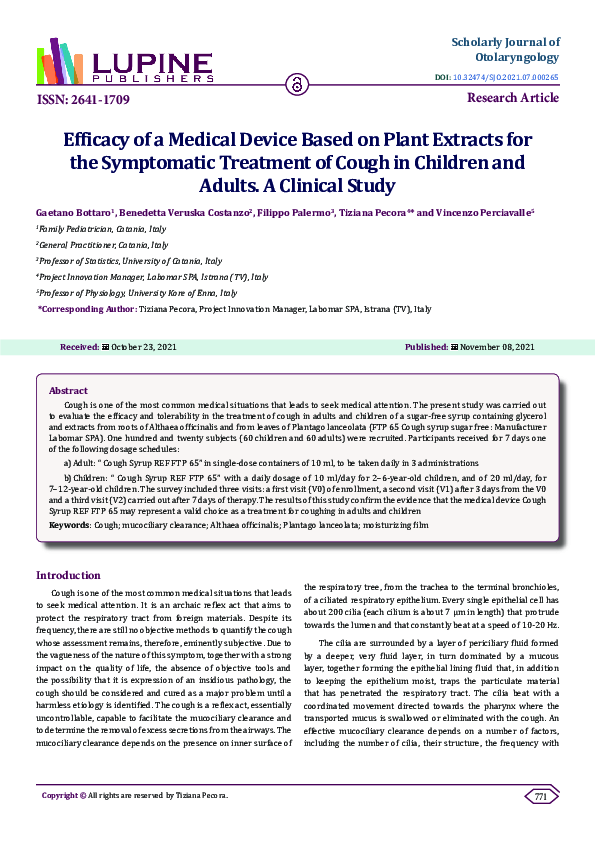 (PDF) Efficacy of a Medical Device Based on Plant Extracts for the ...