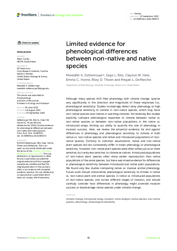 (PDF) Limited evidence for phenological differences between non-native ...