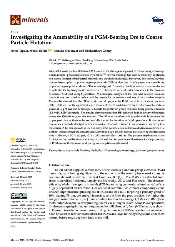 (PDF) Investigating the Amenability of a PGM-Bearing Ore to Coarse ...