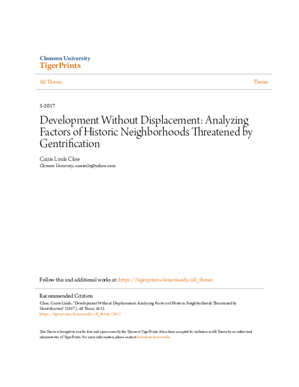 (PDF) Development Without Displacement: Analyzing Factors of Historic ...