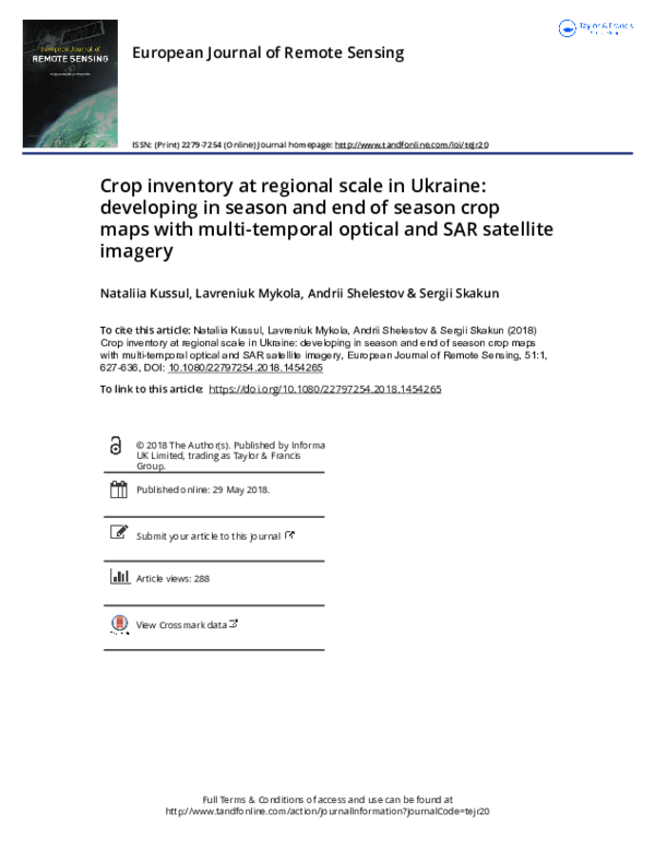 (PDF) Crop inventory at regional scale in Ukraine: developing in season ...