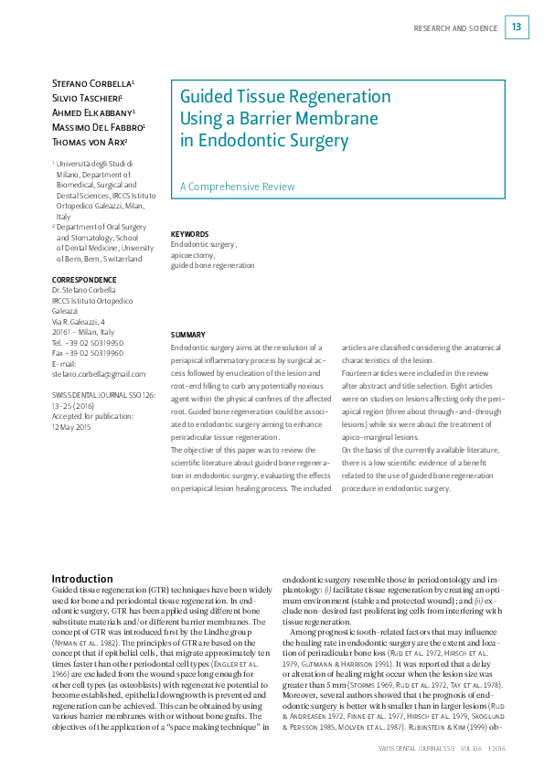 (PDF) Guided Tissue Regeneration Using a Barrier Membrane in Endodontic ...