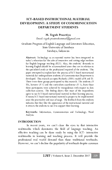 (PDF) ICT-Based Instructional Material Development: A Study of ...