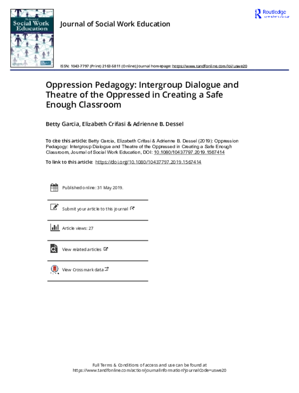 (PDF) Oppression Pedagogy: Intergroup Dialogue and Theatre of the ...