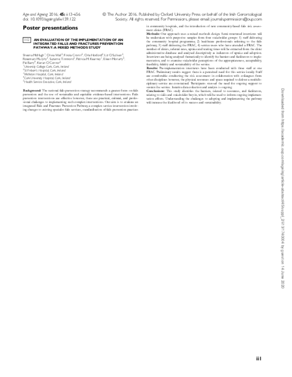 (PDF) 112AN Evaluation of the Implementation of an Integrated Falls and ...