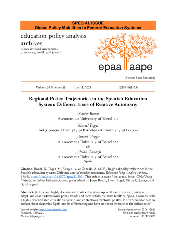 (PDF) Regional Policy Trajectories in the Spanish Education System ...