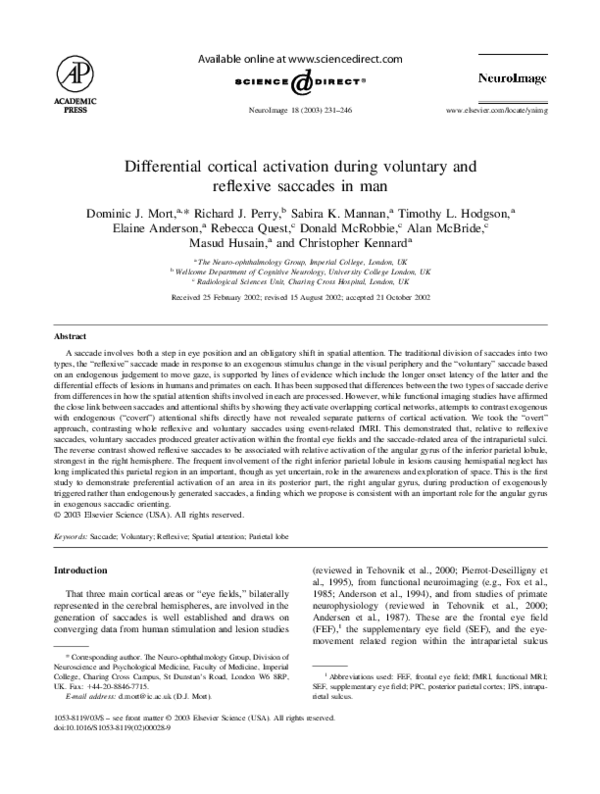 (PDF) Differential cortical activation during voluntary and reflexive ...