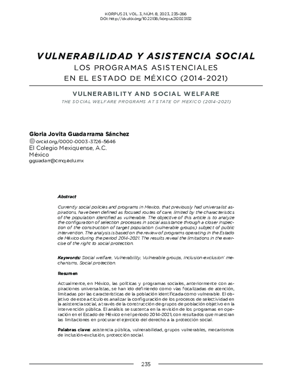(PDF) Vulnerabilidad y asistencia social. Los programas asistenciales ...