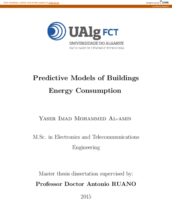 (PDF) Predictive models of buildings energy consumption