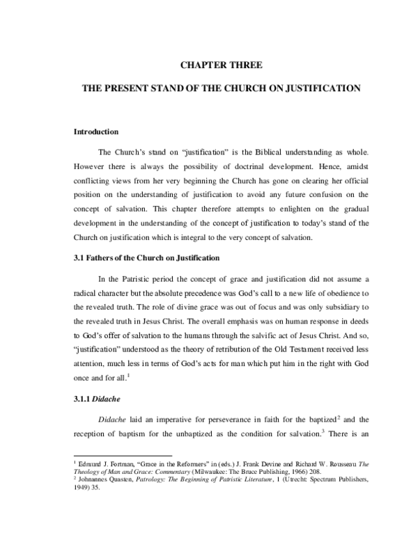 (PDF) THE PRESENT STAND OF THE CHURCH ON JUSTIFICATION