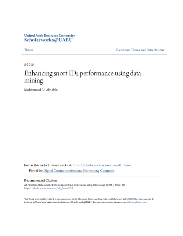 Pdf Enhancing Snort Ids Performance Using Data Mining