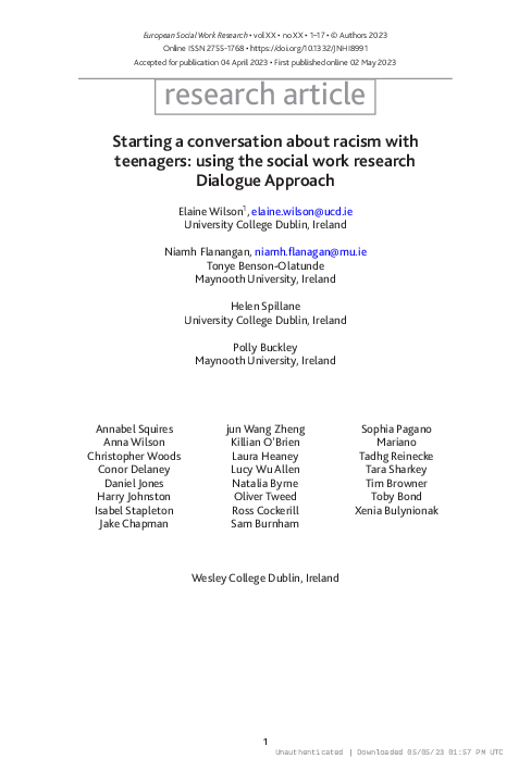 (PDF) Starting a conversation about racism with teenagers: using the ...