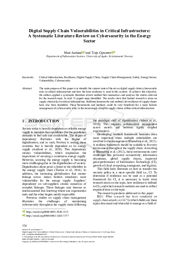 Pdf Digital Supply Chain Vulnerabilities In Critical Infrastructure