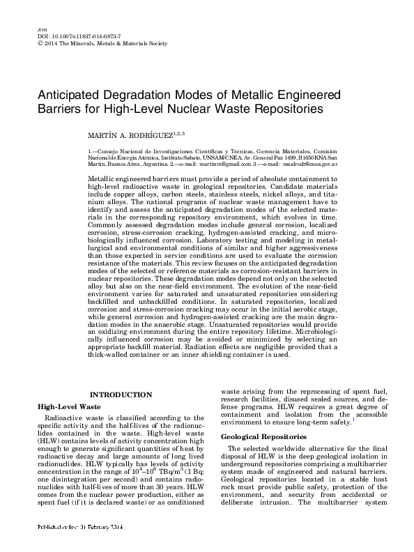 (PDF) Anticipated Degradation Modes of Metallic Engineered Barriers for ...