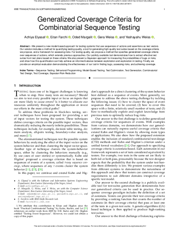 (PDF) Generalized Coverage Criteria for Combinatorial Sequence Testing
