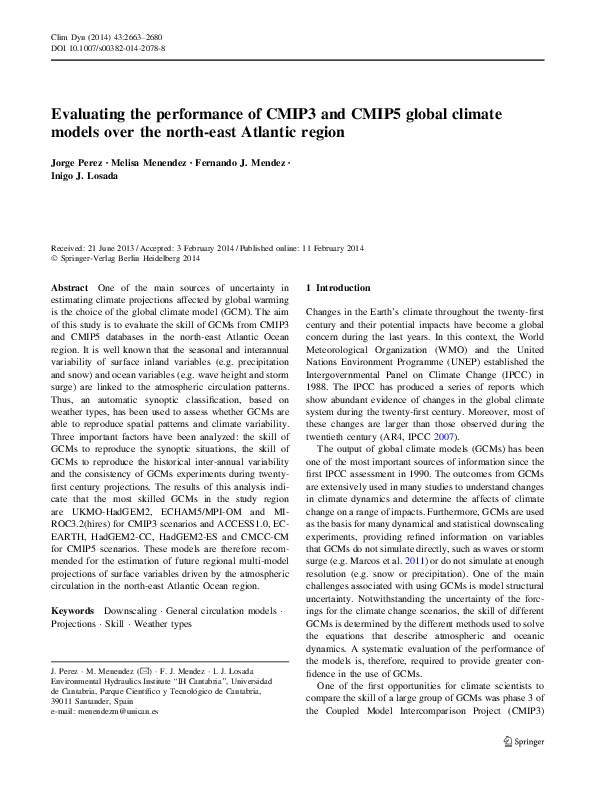 (PDF) Evaluating the performance of CMIP3 and CMIP5 global climate ...