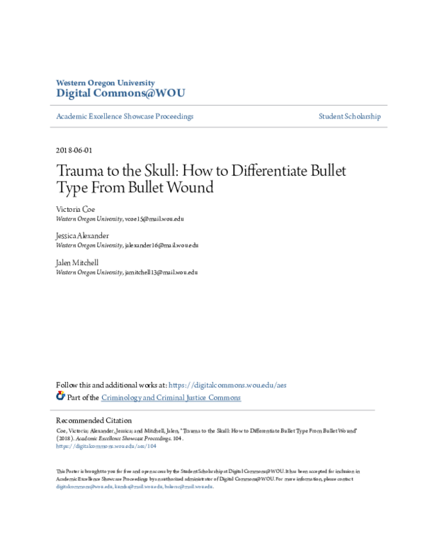 (PDF) Trauma to the Skull: How to Differentiate Bullet Type From Bullet ...