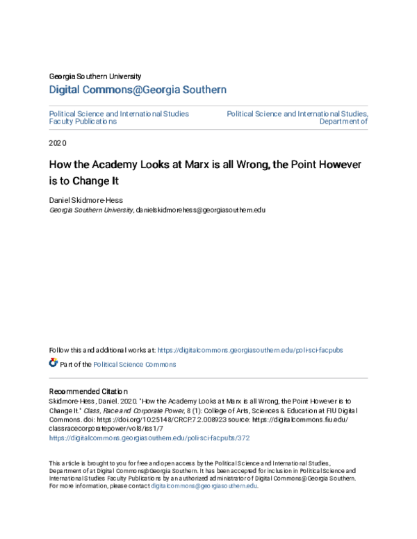 (PDF) How the Academy Looks at Marx is all Wrong, the Point However is ...