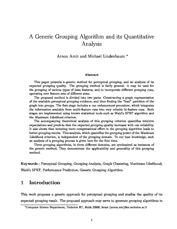 Pdf A Generic Grouping Algorithm And Its Quantitative Analysis 4430