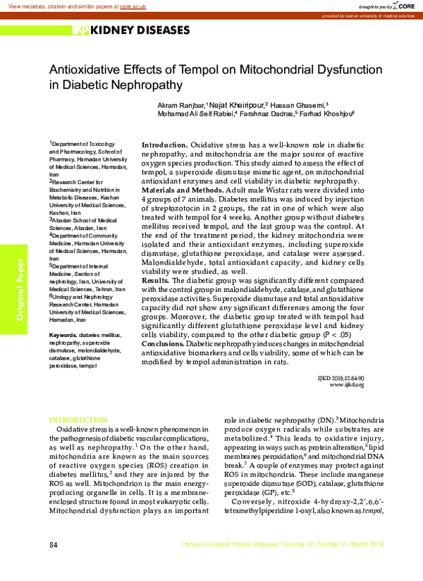 (PDF) Antioxidative Effects of Tempol on Mitochondrial Dysfunction in ...