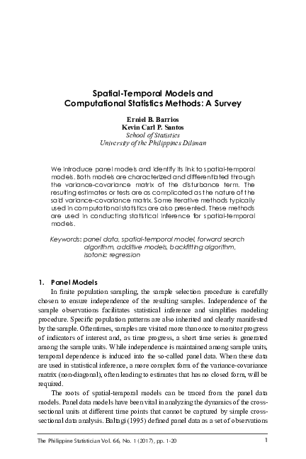 (PDF) Spatial-Temporal Models and Computational Statistics Methods: A ...