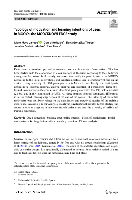 (PDF) Typology of motivation and learning intentions of users in MOOCs ...