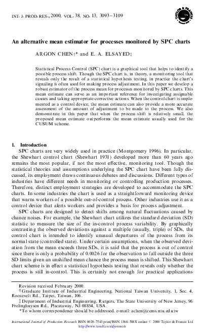 (PDF) An alternative mean estimator for processes monitored by SPC charts