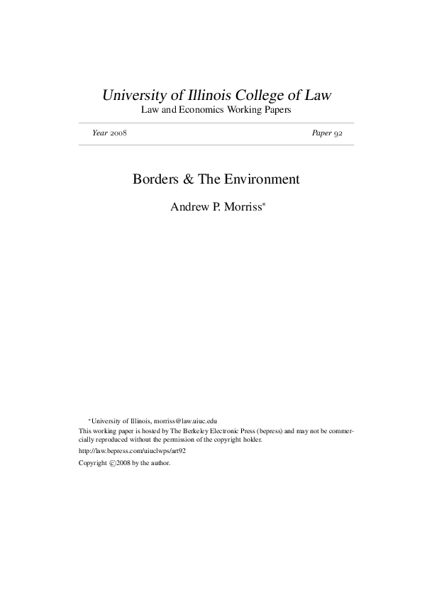 (PDF) Borders & The Environment