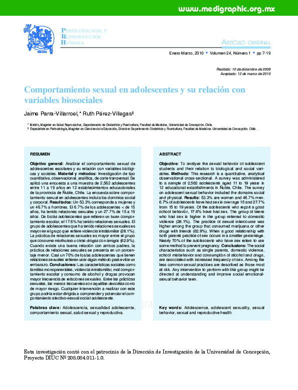 (PDF) Comportamiento sexual en adolescentes y su relación con variables ...