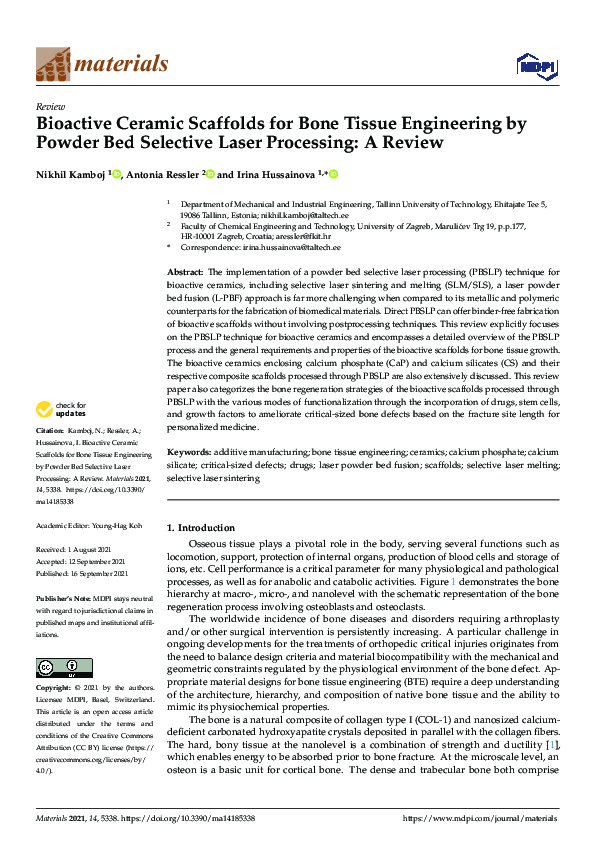 (PDF) Bioactive Ceramic Scaffolds for Bone Tissue Engineering by Powder Bed Selective Laser ...