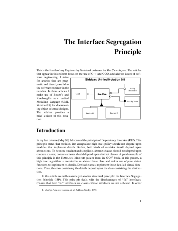 (PDF) The Interface Segregation Principle