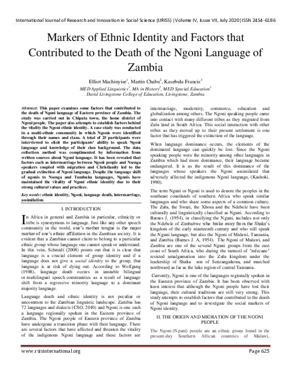 (PDF) Markers of Ethnic Identity and Factors that Contributed to the ...