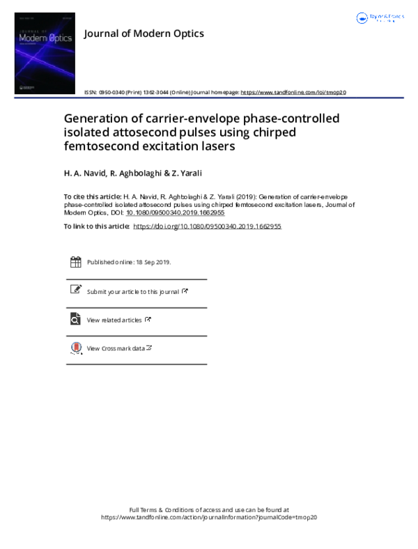 (PDF) Generation of carrier-envelope phase-controlled isolated attosecond pulses using chirped ...