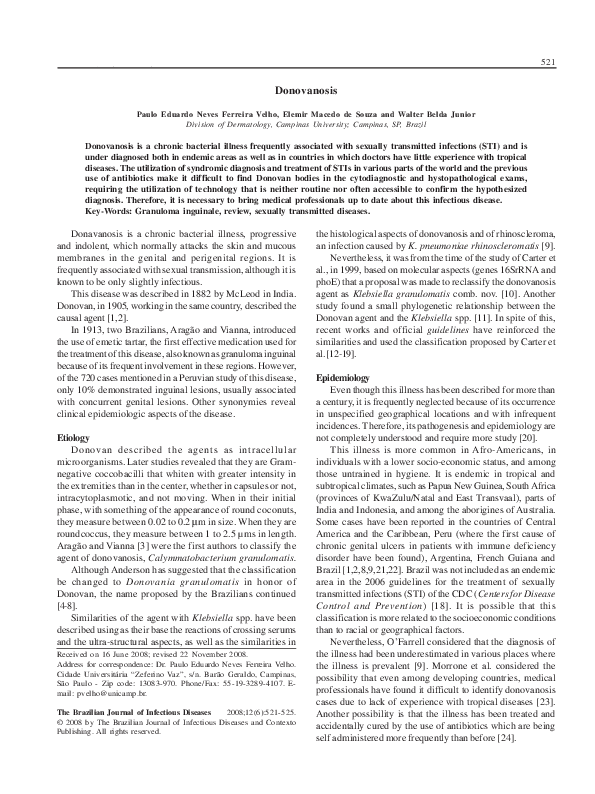 (PDF) Donovanosis | Elemir macedo de souza - Academia.edu