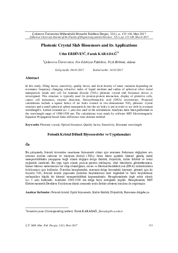 (PDF) Photonic Crystal Slab Biosensors and its Applications