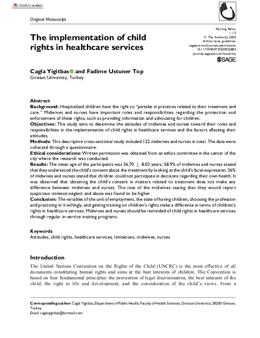 (PDF) The implementation of child rights in healthcare services