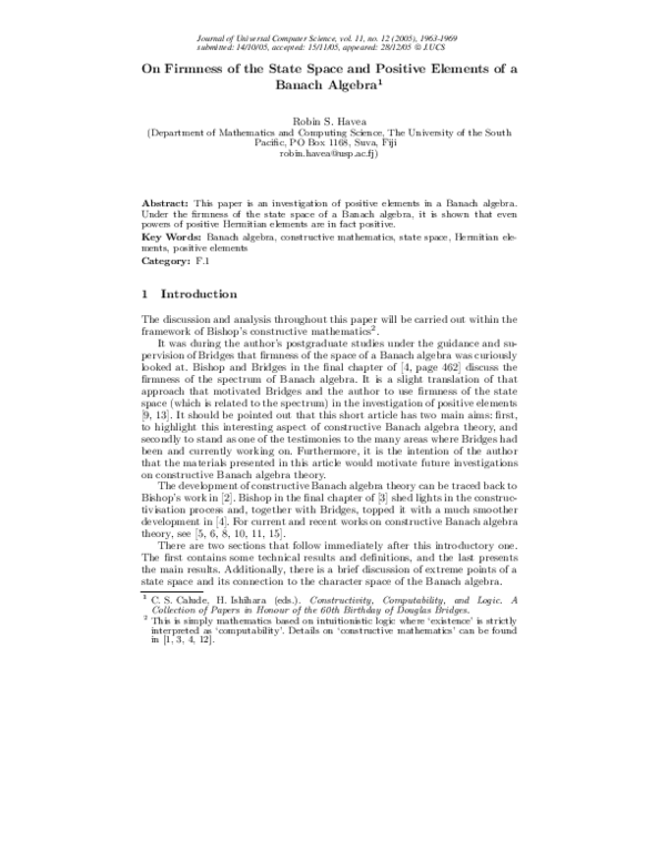 (PDF) On Firmness of the State Space and Positive Elements of a Banach ...
