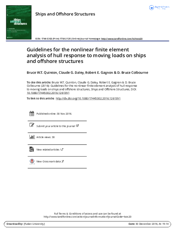 (PDF) Guidelines for the nonlinear finite element analysis of hull ...