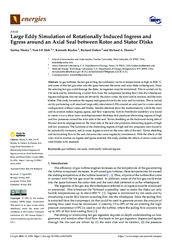 (PDF) Large Eddy Simulation of Rotationally Induced Ingress and Egress around an Axial Seal ...