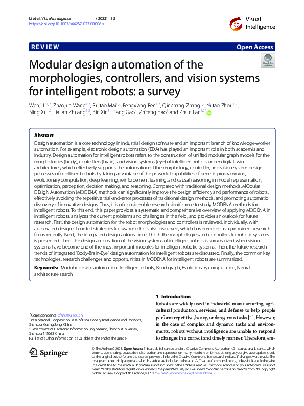 (PDF) Modular design automation of the morphologies, controllers, and vision systems for ...