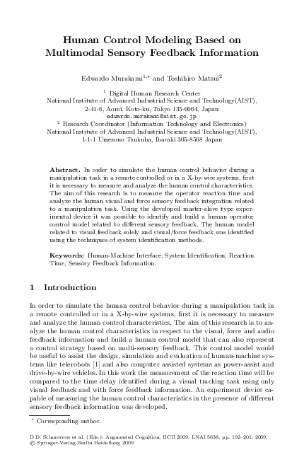 (PDF) Human Control Modeling Based on Multimodal Sensory Feedback Information