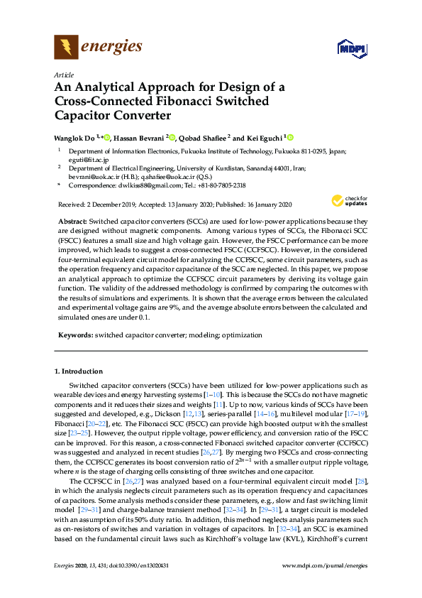 (PDF) An Analytical Approach for Design of a Cross-Connected Fibonacci Switched Capacitor Converter